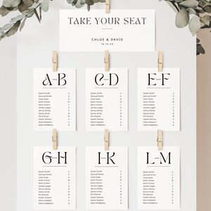 Seating Chart Cards Alphabetical, INSTANT DOWNLOAD, Table Seating Card ...