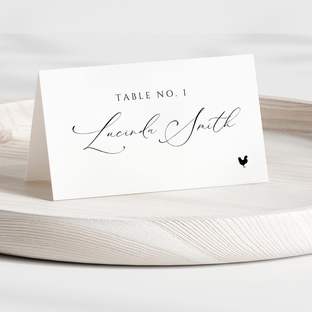 Personalized Wedding Place Cards With Meal Choice, INSTANT DOWNLOAD ...