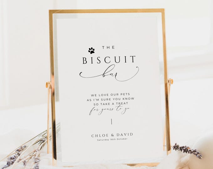 Biscuit Bar Sign, Dog Treat Favor Sign Template, Dog Biscuit Wedding ...