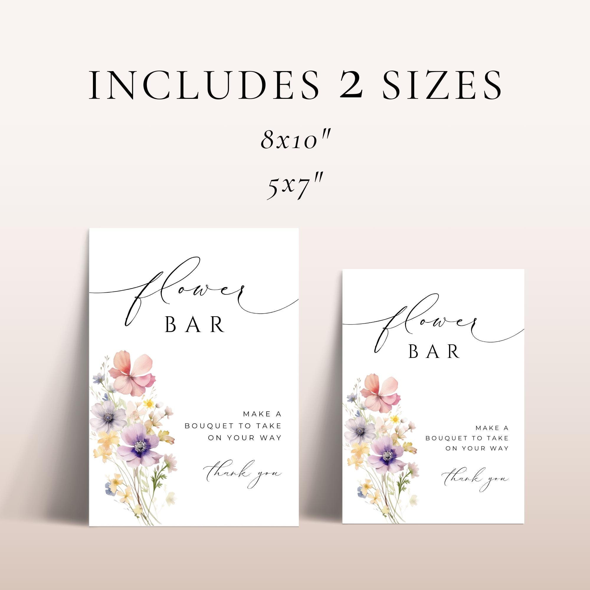 Flower Bar Sign Printable, INSTANT DOWNLOAD, Make A Bouquet Sign ...