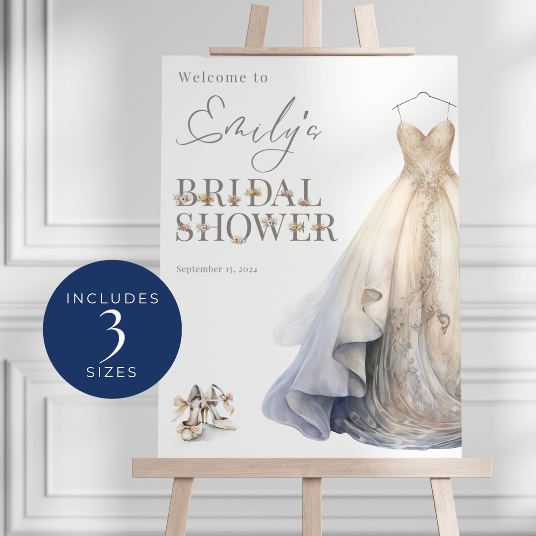 Bridal Shower Welcome Sign With Wedding Dress, INSTANT DOWNLOAD, Bridal ...