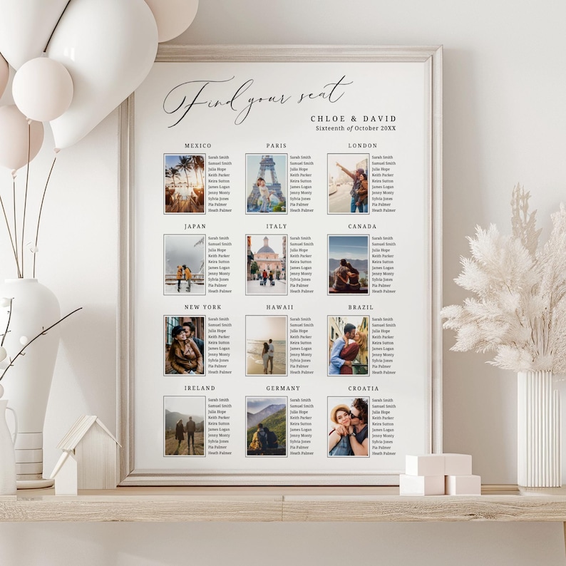 Wedding Seating Chart Template Pictures, INSTANT DOWNLOAD, Photo ...