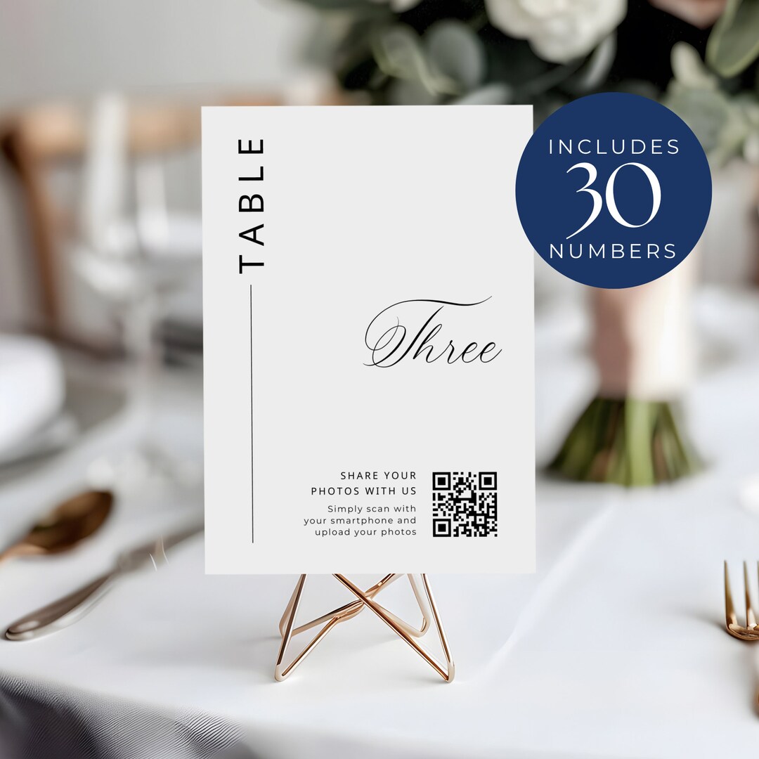 Table Numbers Signs With Qr Code, INSTANT DOWNLOAD, Reception Table ...