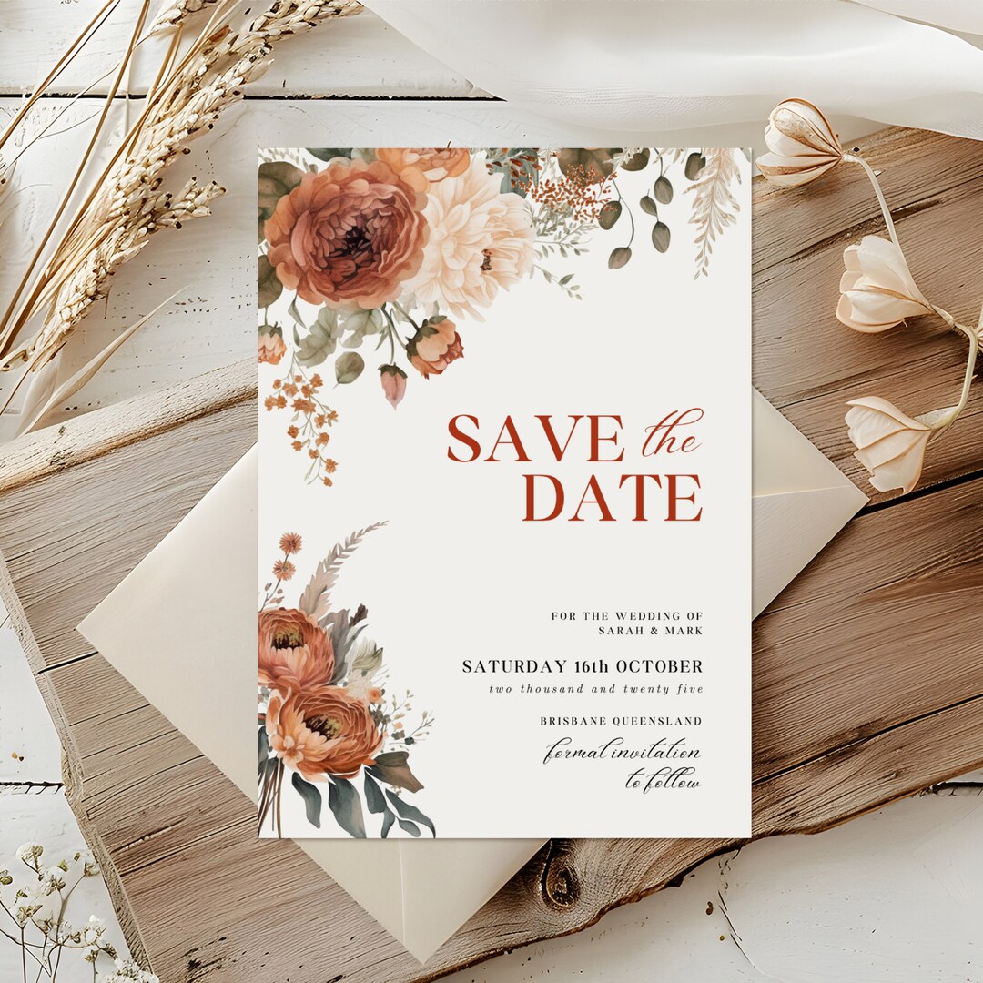 Burnt Orange Save the Date, INSTANT DOWNLOAD, Enclosure Cards for Save ...