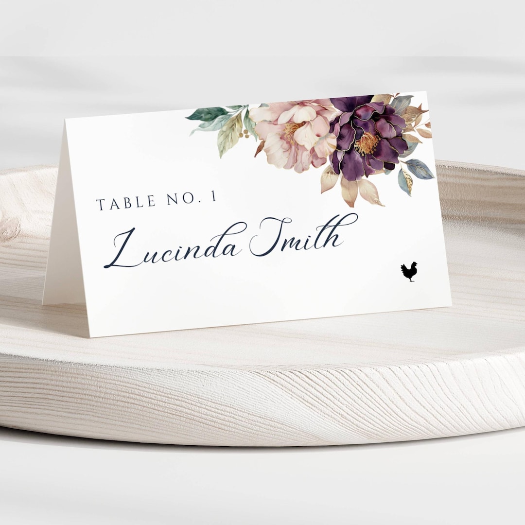 Place Card Meal Selection, INSTANT DOWNLOAD, Place Card Garden Florals ...