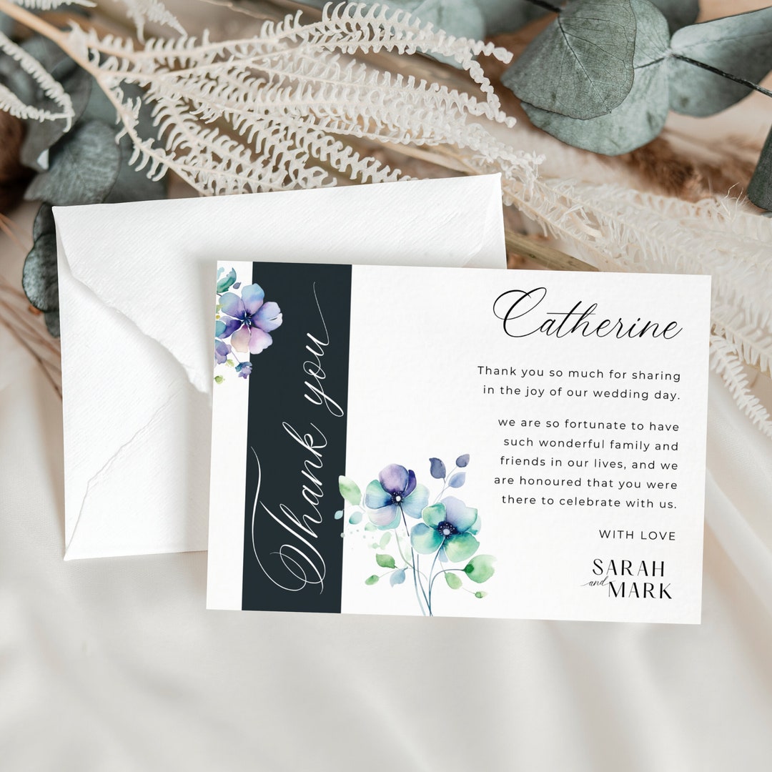 Thank You Message Card for Wedding Guest, INSTANT DOWNLOAD, Reception ...