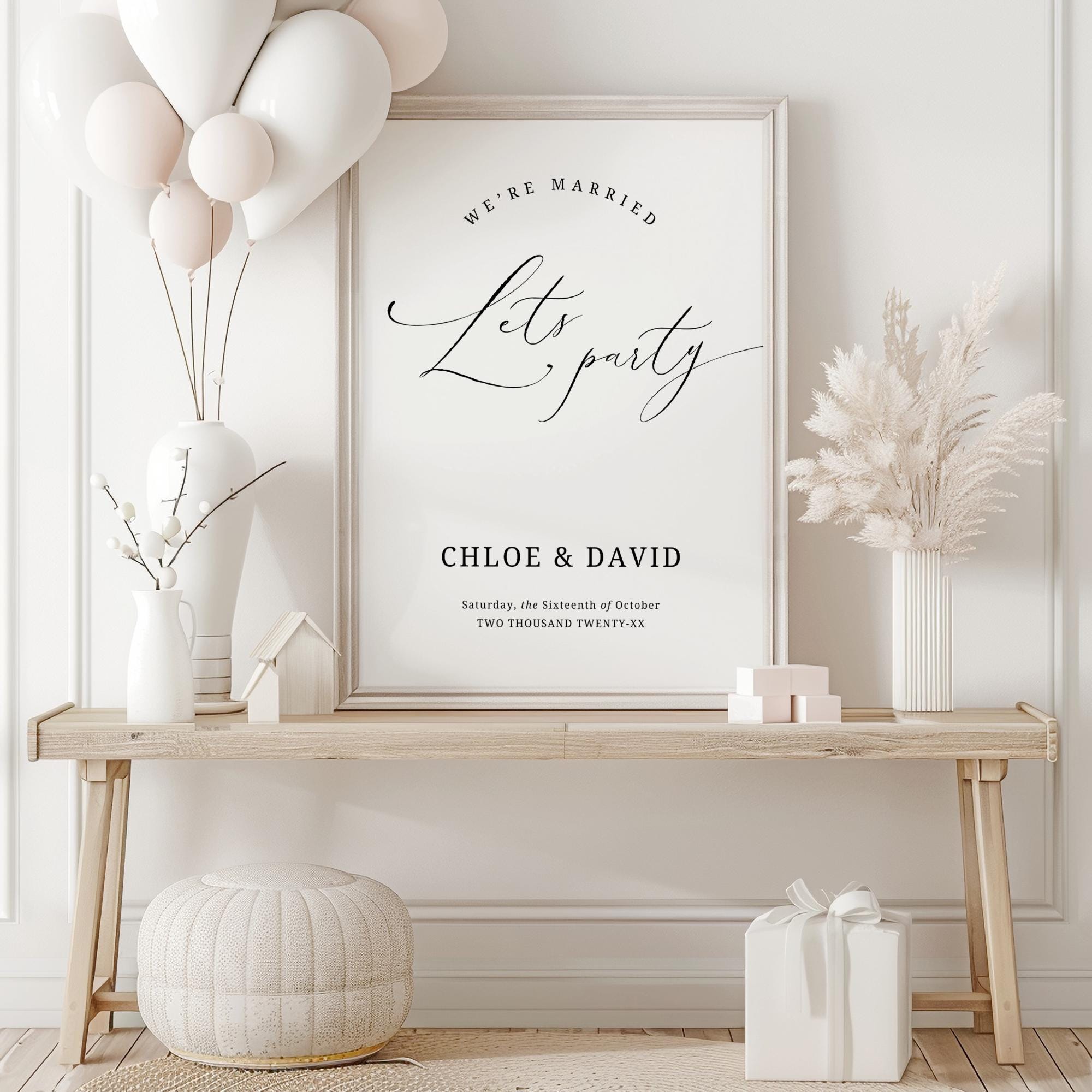 Were Married Lets Party Sign, INSTANT DOWNLOAD, Welcome Sign Modern ...