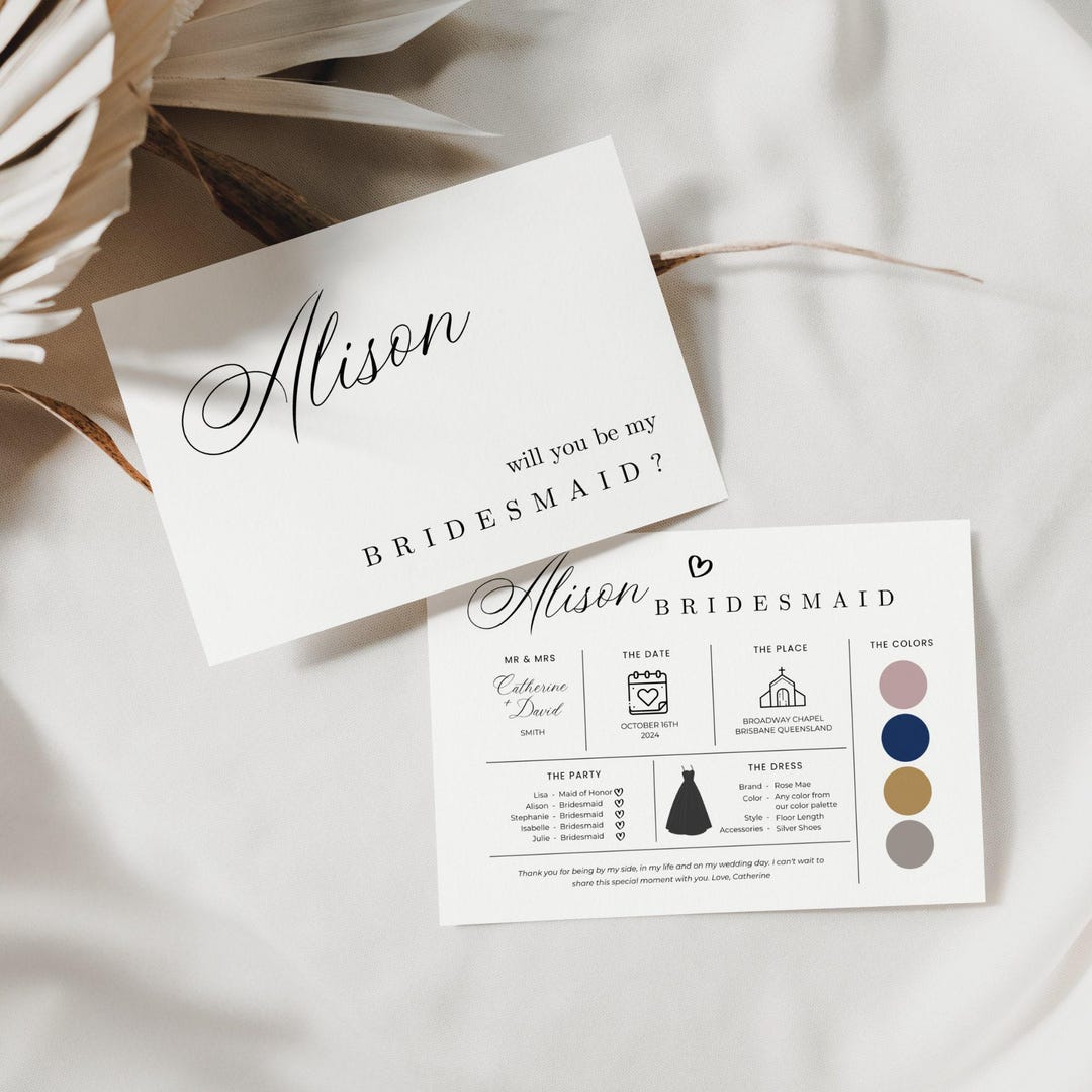 Bridesmaid Card the Details INSTANT DOWNLOAD Will You Be My Maid of ...