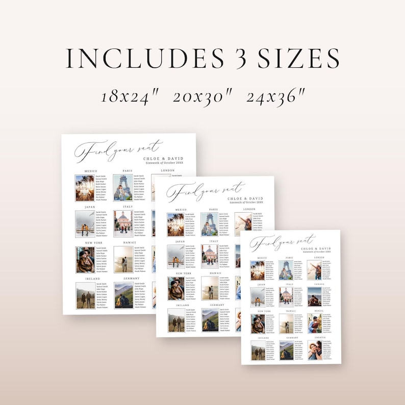 Wedding Seating Chart Template Pictures, INSTANT DOWNLOAD, Photo ...