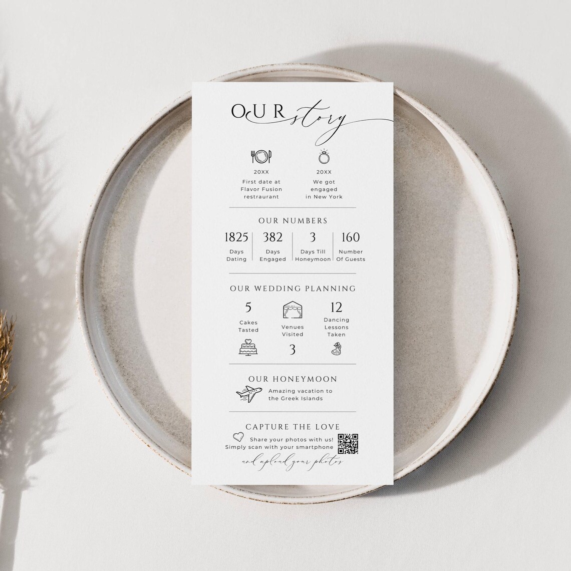 Wedding Menu Fun Facts, INSTANT DOWNLOAD, Infographic Timeline Fun Fact ...