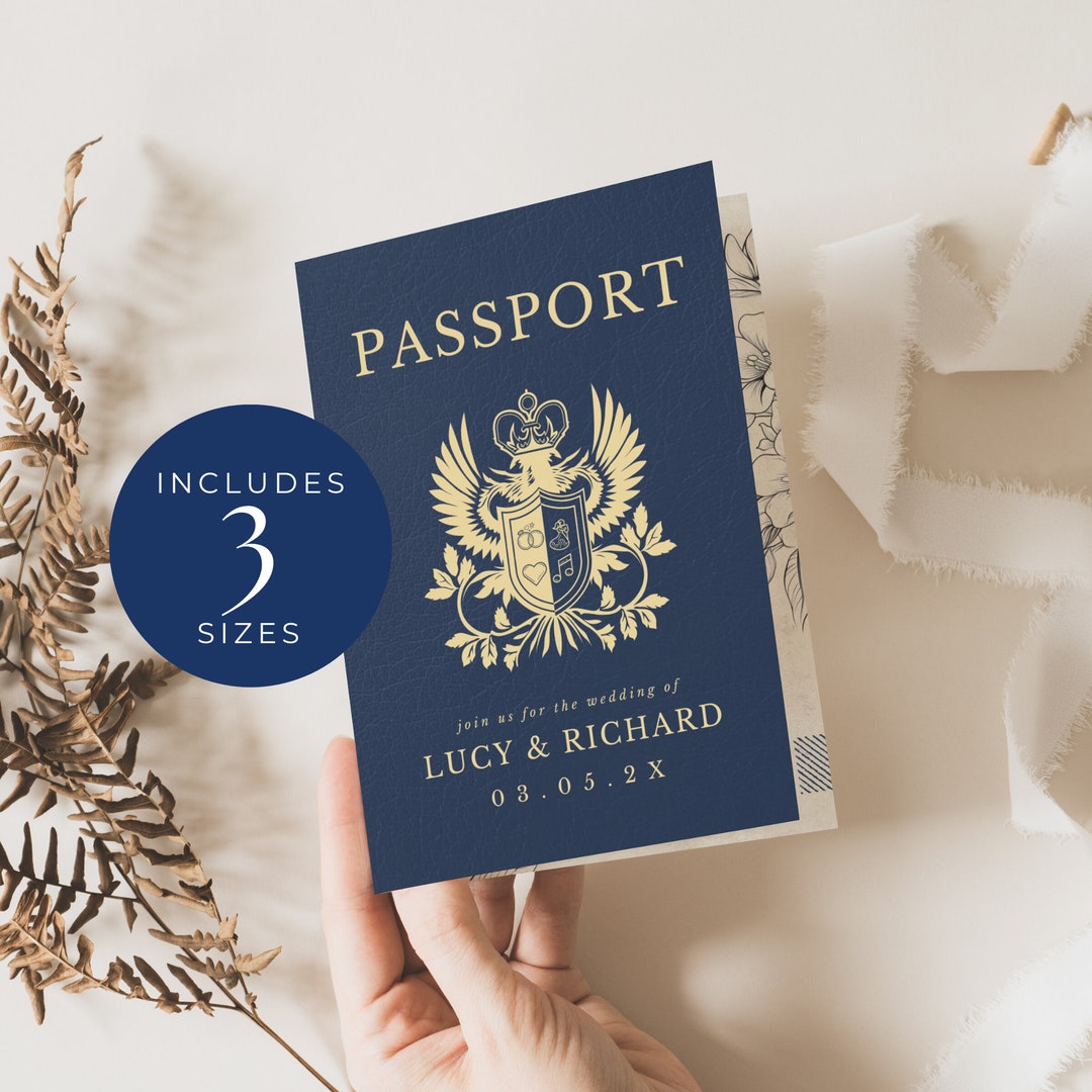 Passport Wedding Invitations DIY, INSTANT DOWNLOAD, Printable Passport ...