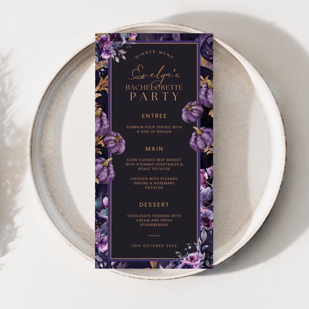 Halloween Bachelorette Menu, INSTANT DOWNLOAD, Custom Menu Bachelorette ...