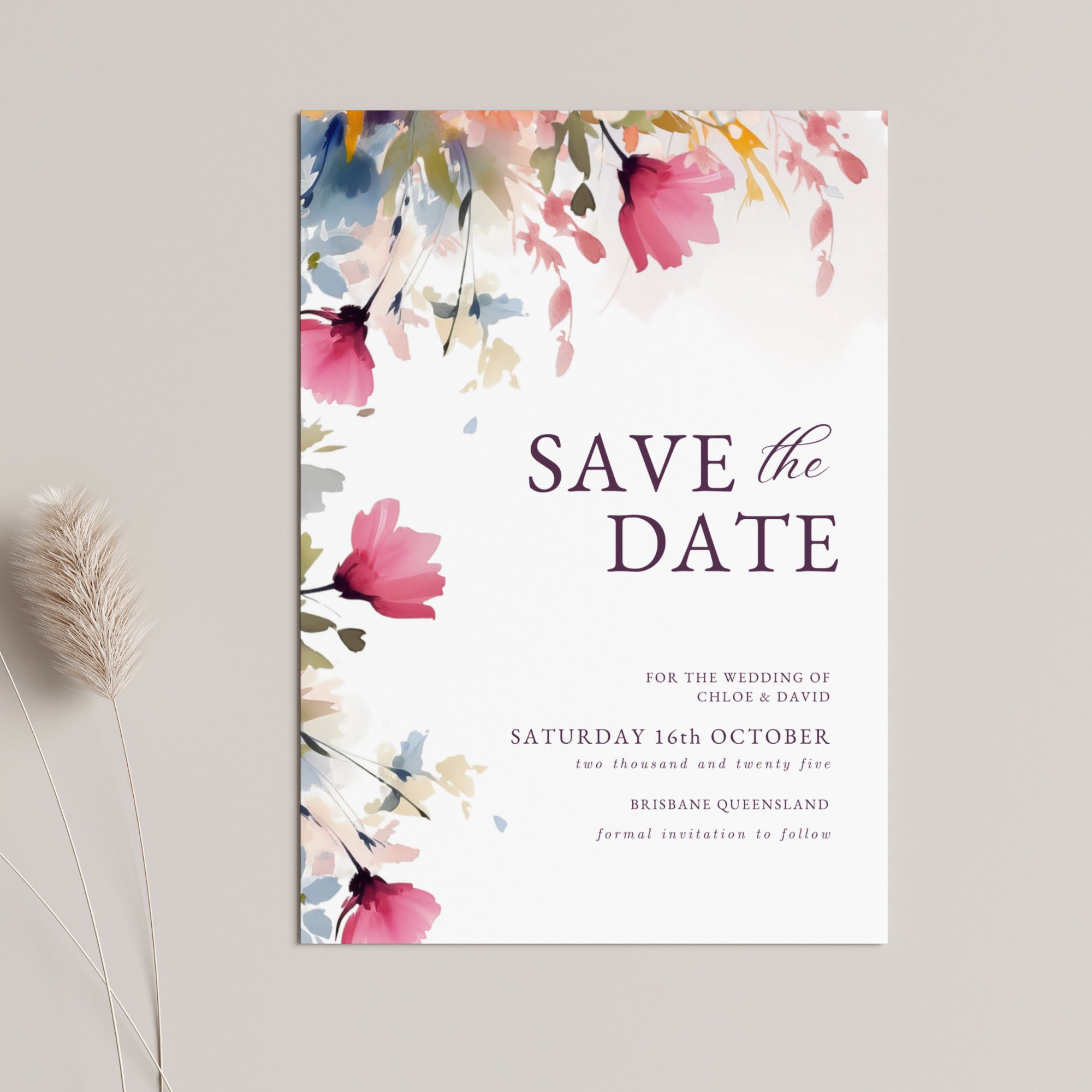 Bright Floral Save the Date, INSTANT DOWNLOAD, Enclosure Cards for Save ...