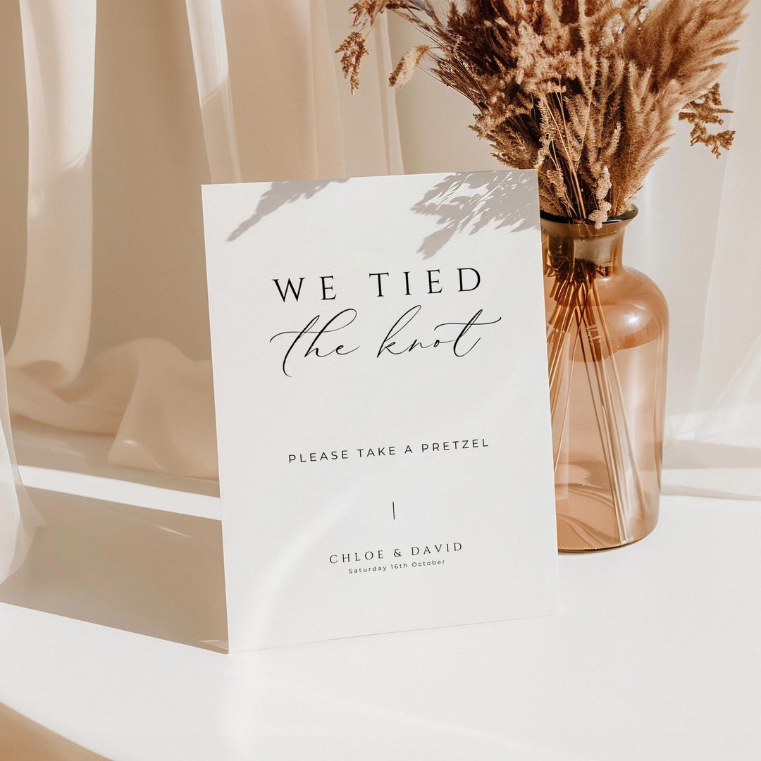 We Tied the Knot Pretzel Sign, INSTANT DOWNLOAD, Wedding Pretzel Sign ...