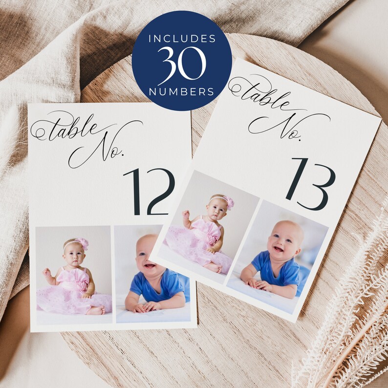Table Numbers Template Childhood Photos, INSTANT DOWNLOAD, Baby Photo ...