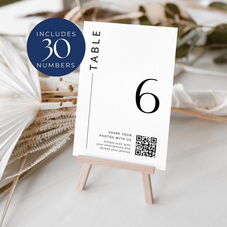 Table Numbers Signs With Qr Code, INSTANT DOWNLOAD, Reception Table ...