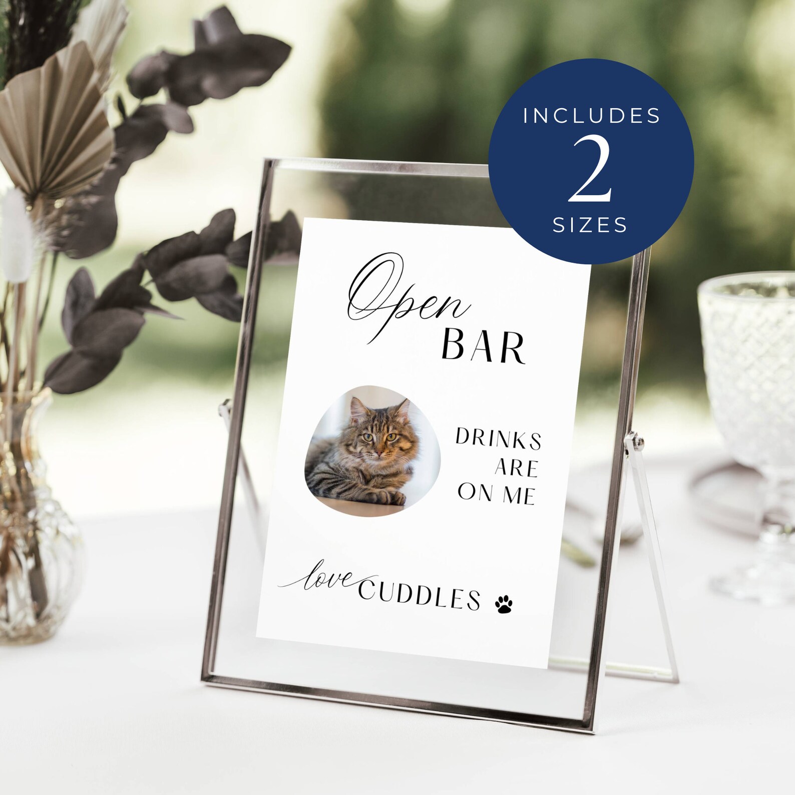 Drinks Are on Us Cat Sign, INSTANT DOWNLOAD, Printable Wedding Bar Sign ...