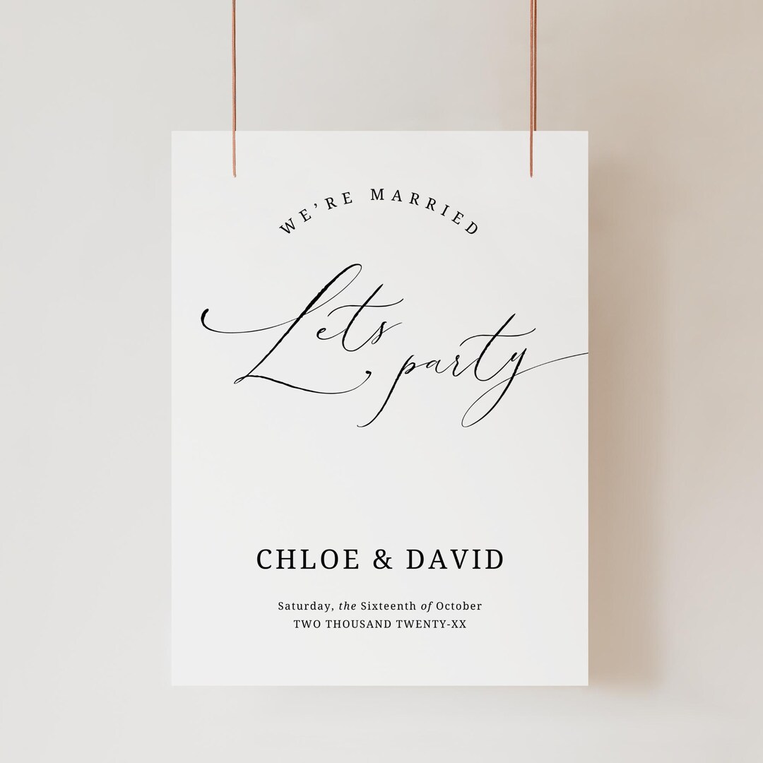 Were Married Lets Party Sign, INSTANT DOWNLOAD, Welcome Sign Modern ...