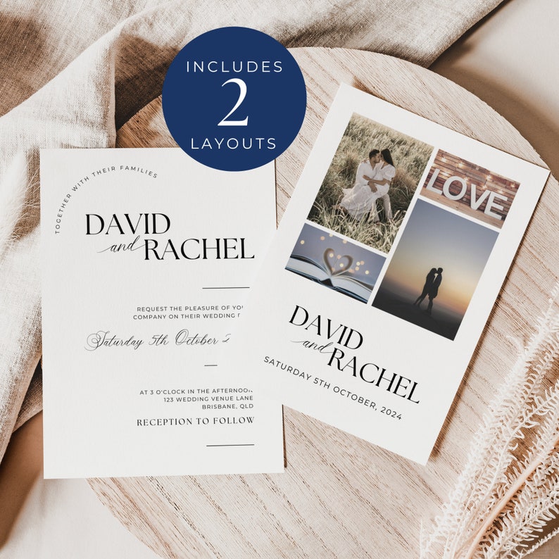 Minimalistic Wedding Invitation Template Photo, INSTANT DOWNLOAD Photo ...