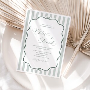 Retro Green Stripes Wedding Invitation, INSTANT DOWNLOAD, Elegant ...