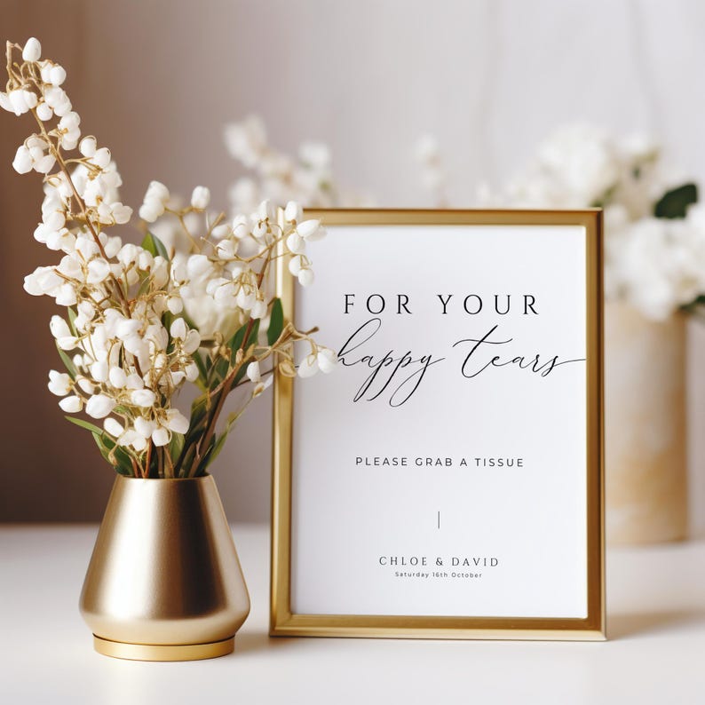 For Your Happy Tears Wedding Sign, INSTANT DOWNLOAD, Wedding Tissue ...