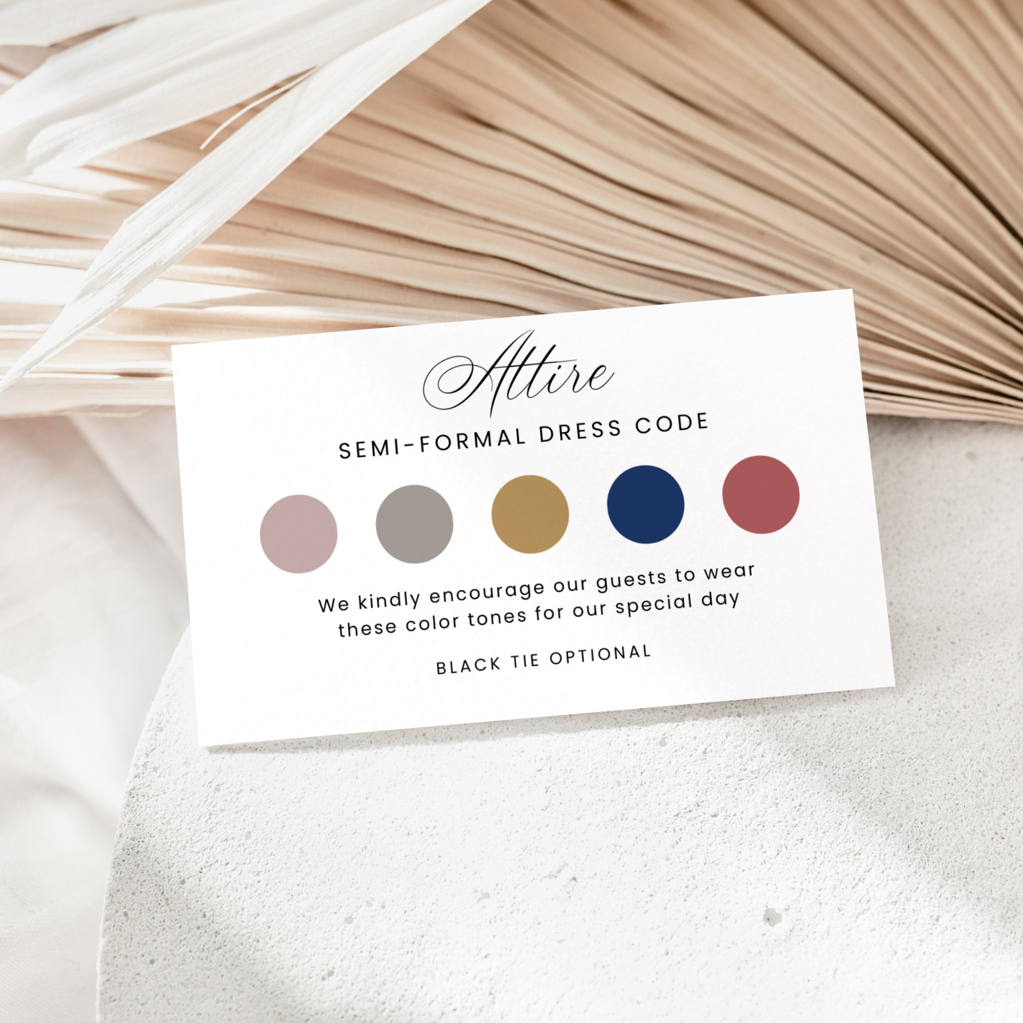 Color Palette Detail Card, INSTANT DOWNLOAD, Wedding Attire Card ...
