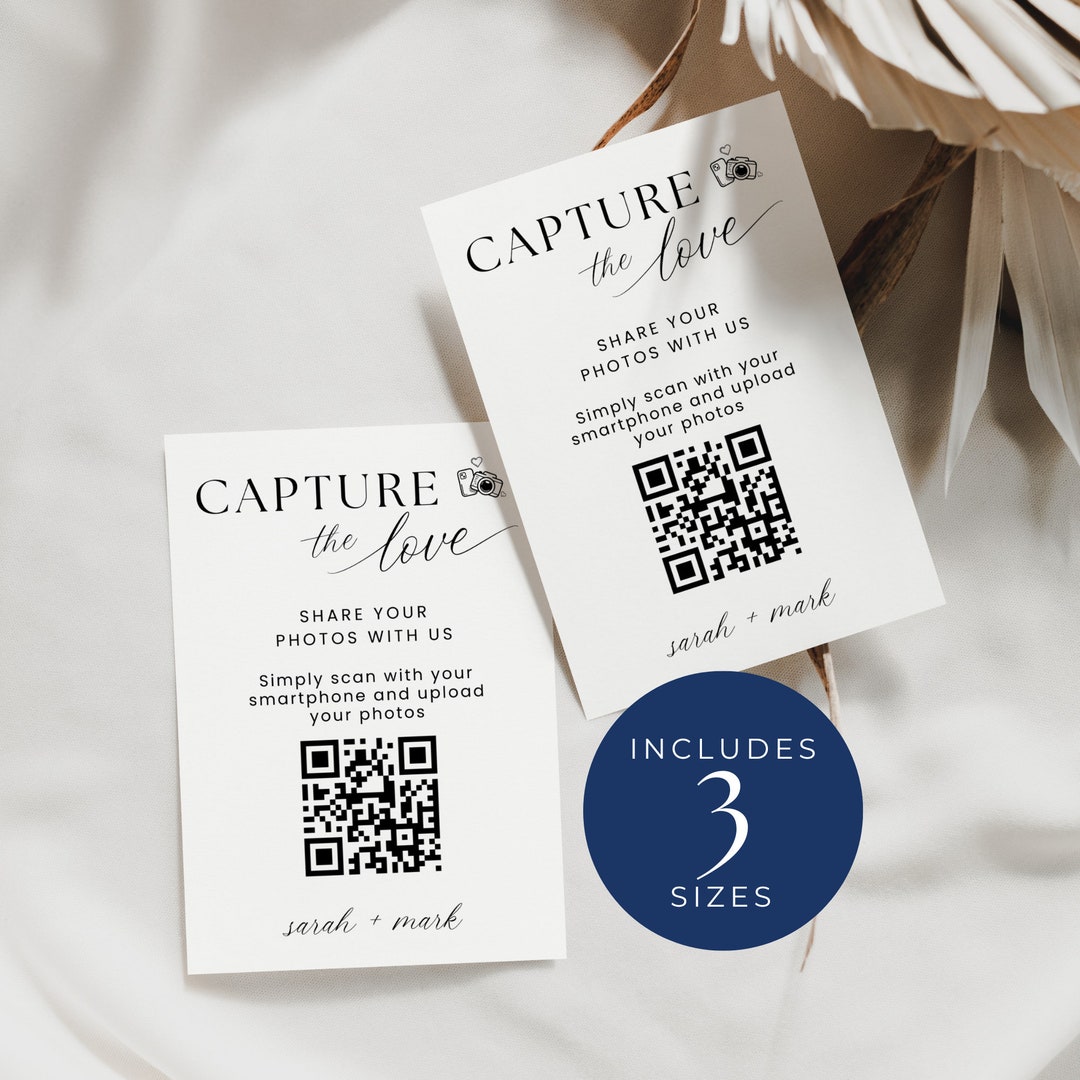 Capture the Love Wedding Qr Code Card, INSTANT DOWNLOAD, Wedding Qr ...