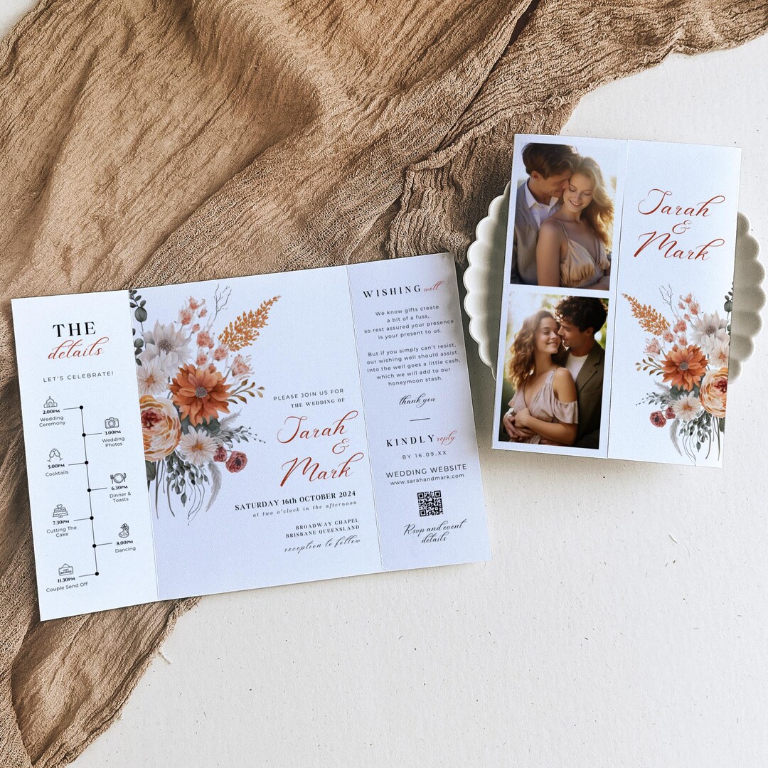 Gatefold Wedding Invitations With Photos Canva, INSTANT DOWNLOAD ...