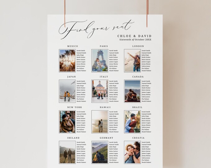 Photo Wedding Seating Chart Sign: World Seat Map Destination Wedding ...