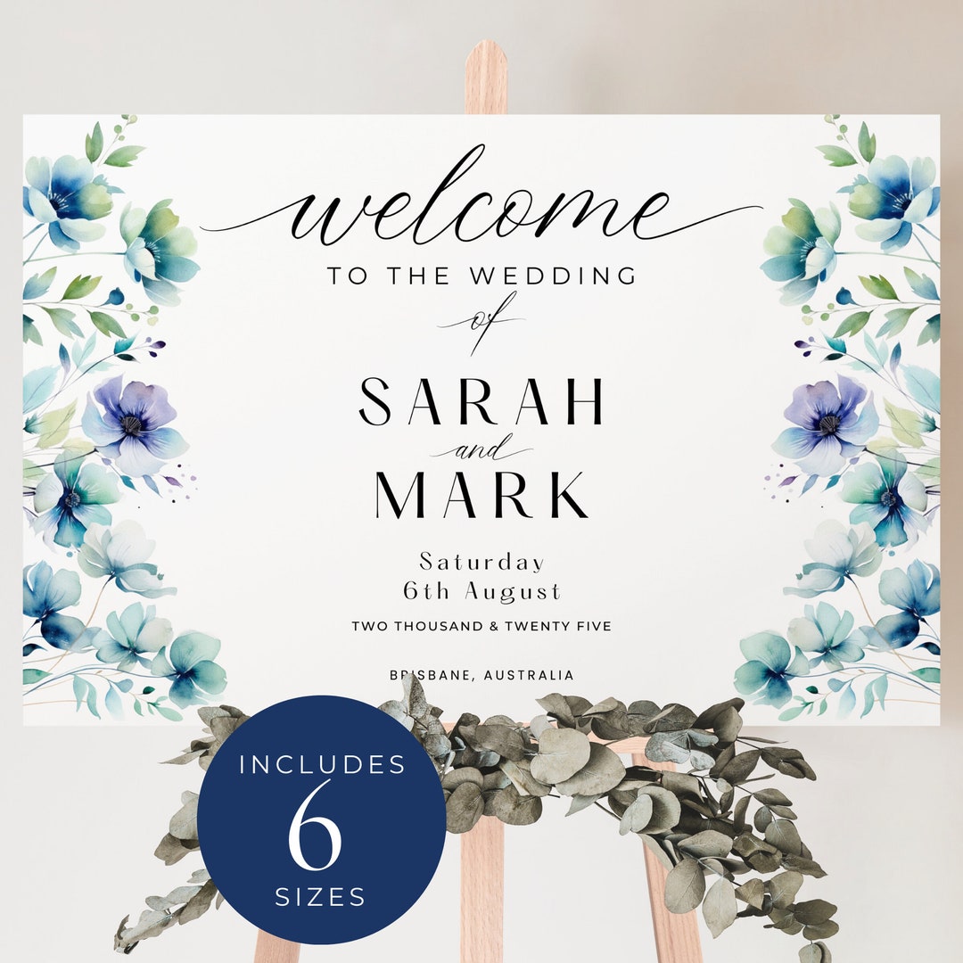 Wedding Welcome Sign Template Horizontal, INSTANT DOWNLOAD, Editable ...