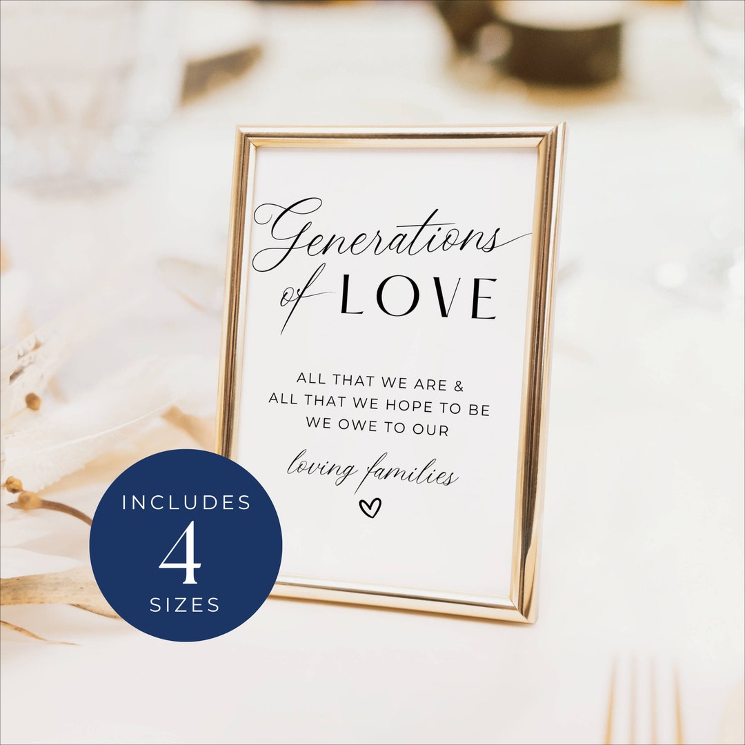 Generations of Love Wedding Sign, INSTANT DOWNLOAD, Custom Wedding ...