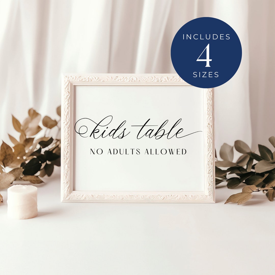 Kids Table Sign, INSTANT DOWNLOAD, Printable Wedding Sign, DIY Modern ...
