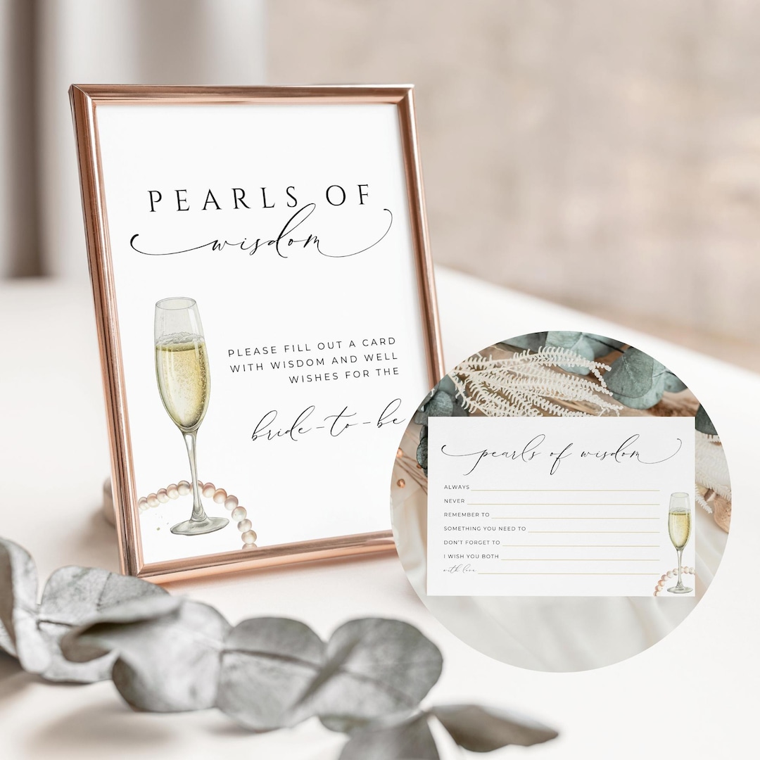 Pearls of Wisdom Sign, INSTANT DOWNLOAD, Pearls and Prosecco Advice ...