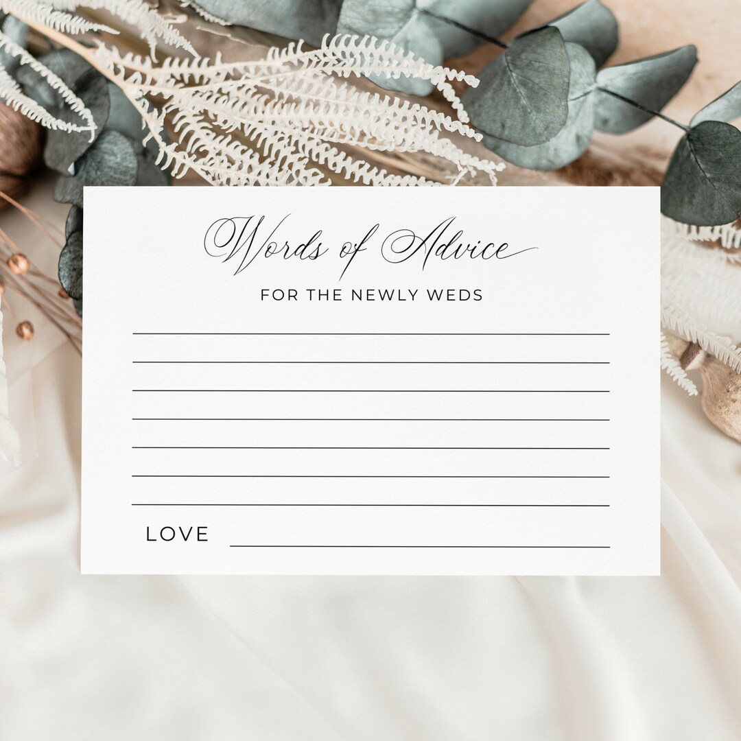 Wedding Words of Advice Card, INSTANT DOWNLOAD, Advice Cards for Newly ...