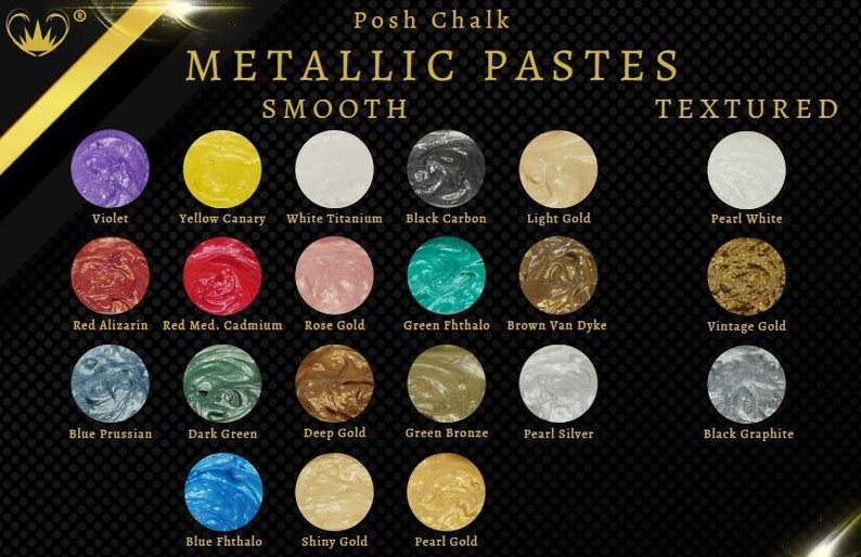 Posh Chalk Smooth Metallic Paste Water Based 110 Ml / 3.7 Oz All Colors ...