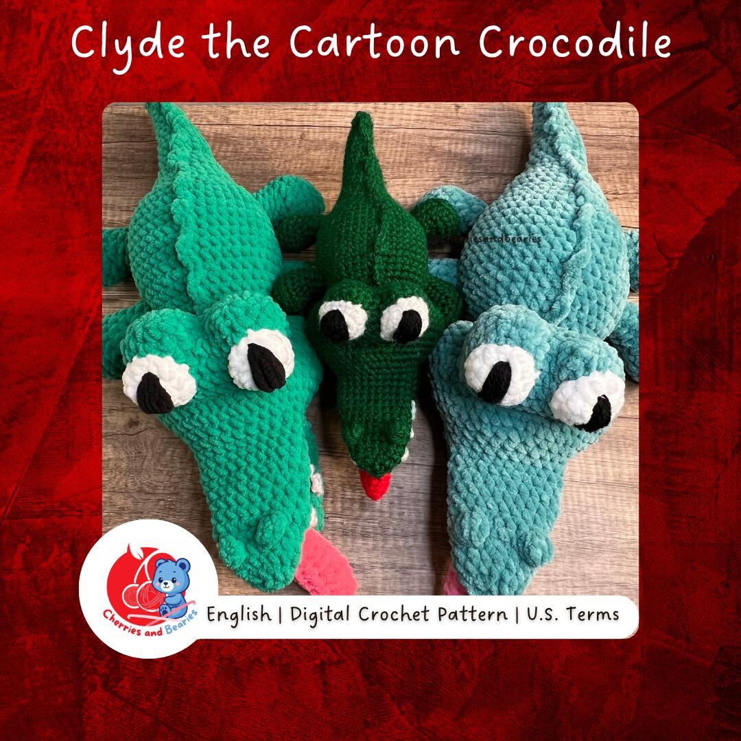 Clyde the Cartoon Crocodile - PDF CROCHET PATTERN - Etsy
