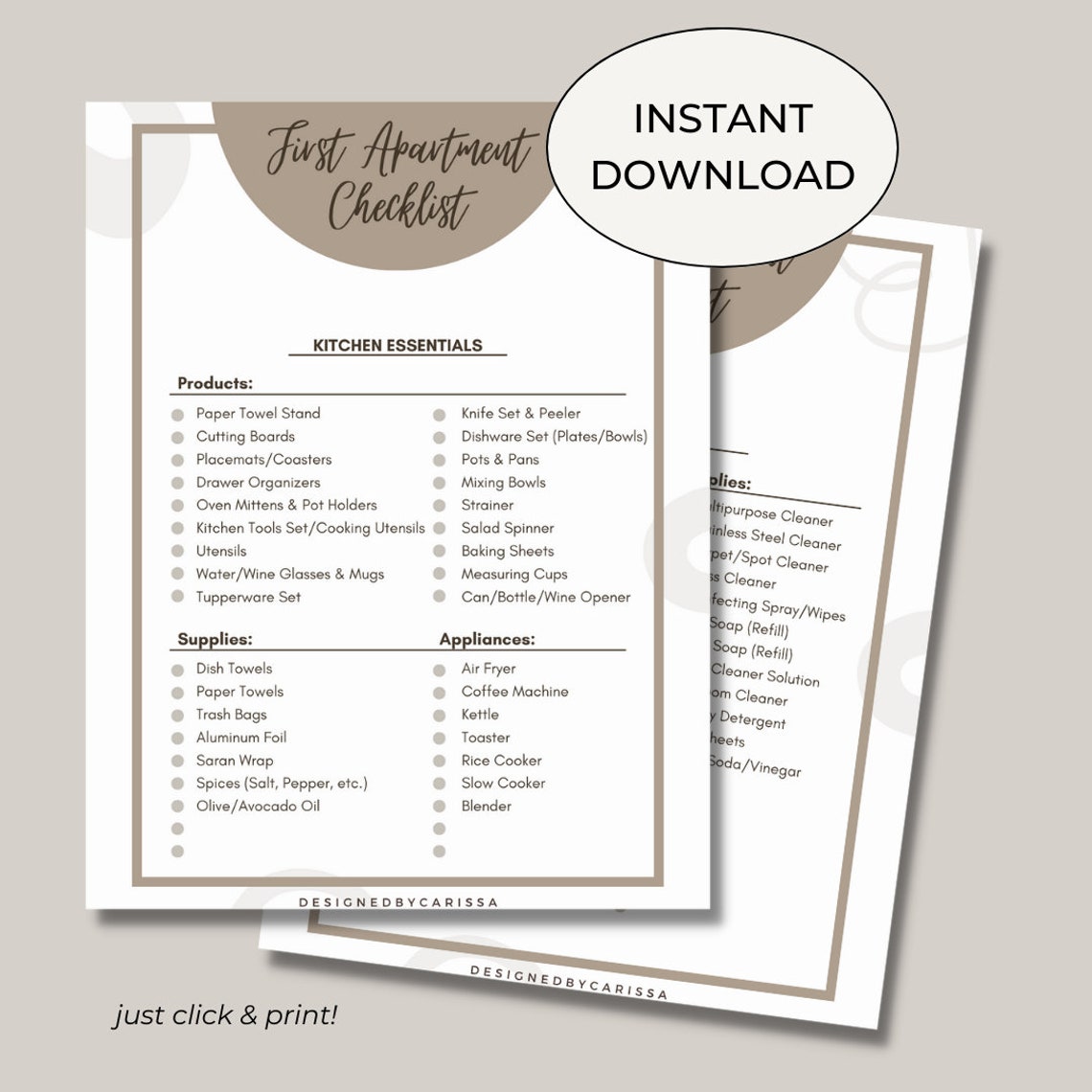 First Apartment Checklist Printable | Move-in Preparation | New Home ...