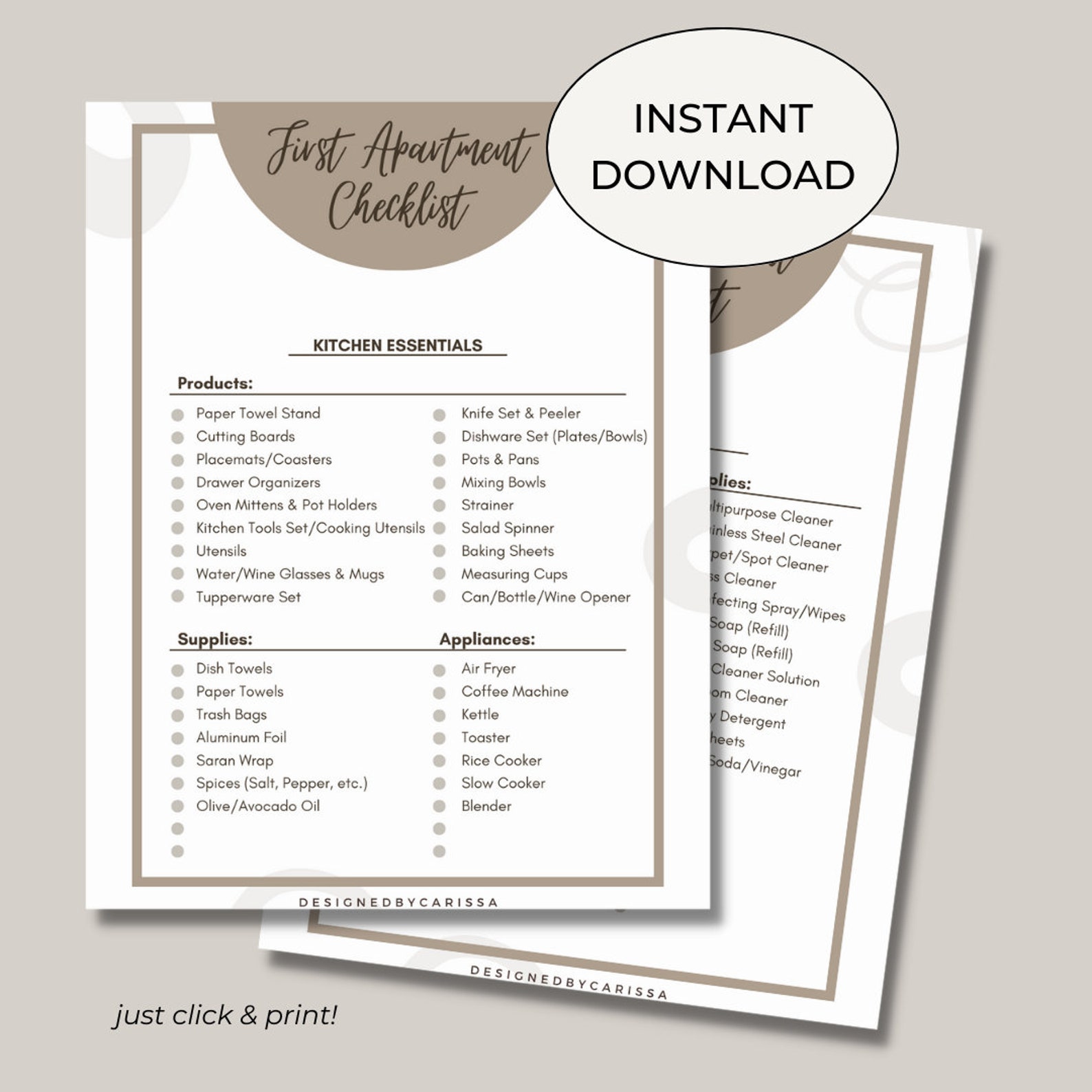 First Apartment Checklist Printable | Move-in Preparation | New Home ...