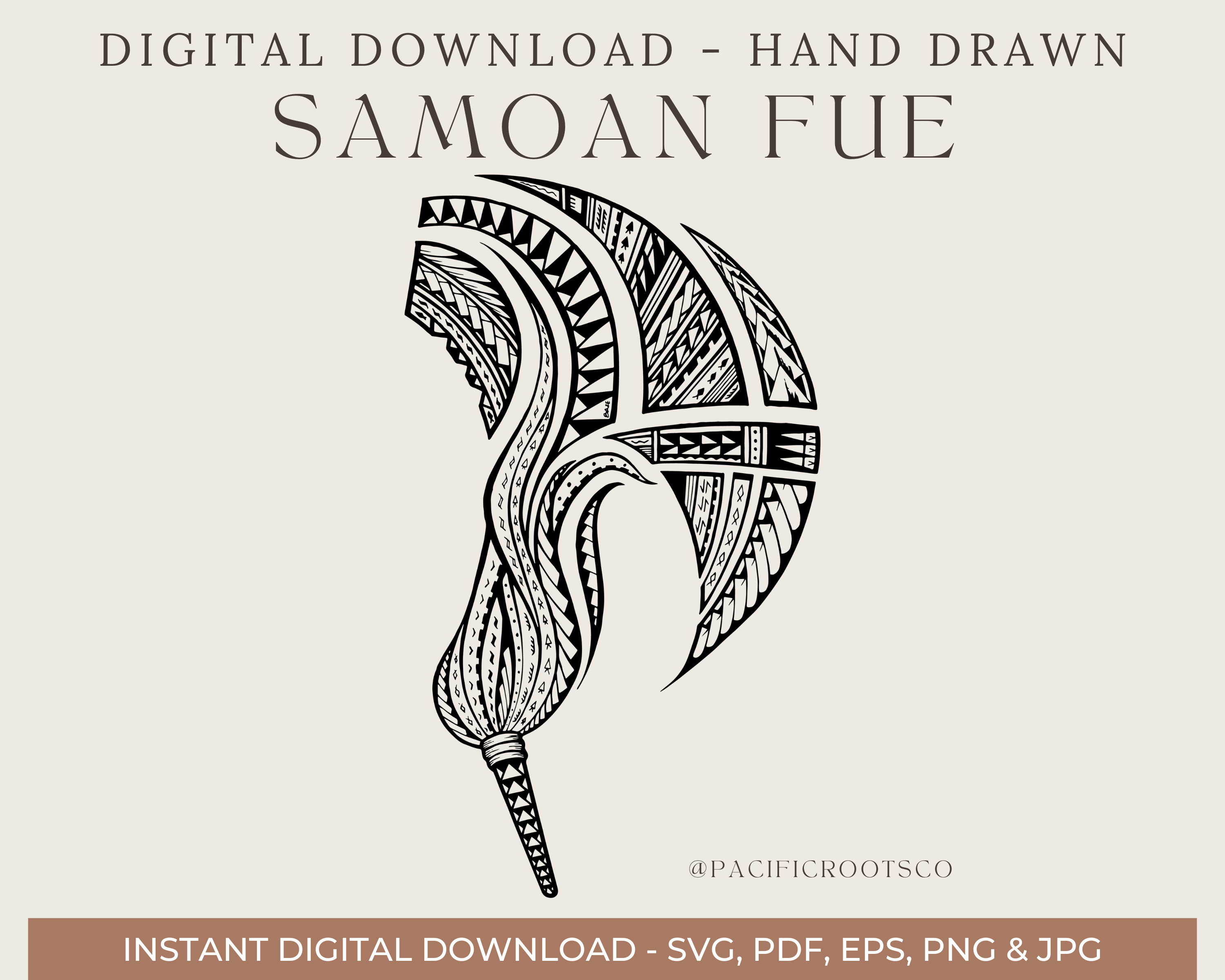 Samoan Fue (ceremonial Fly Whisk) Digital Download Tribal Tatau ...