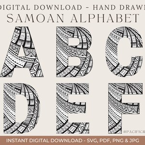 Polynesian Samoan Alphabet A-Z 26 Letters Digital Download Tribal Tatau ...