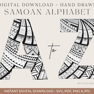 Polynesian Samoan Alphabet A-Z 26 Letters Digital Download Tribal Tatau ...