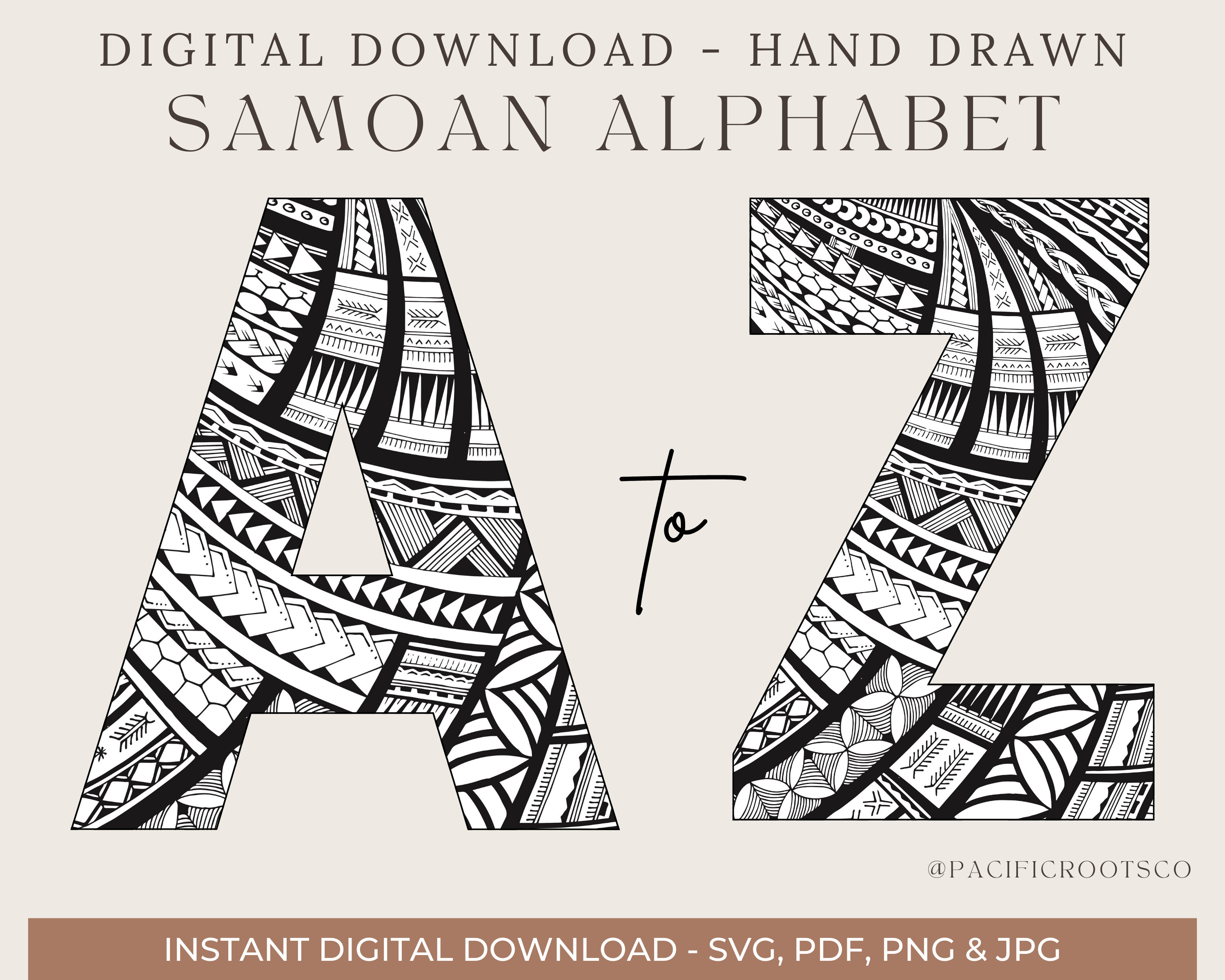 Polynesian Samoan Alphabet A-Z 26 Letters Digital Download Tribal Tatau ...