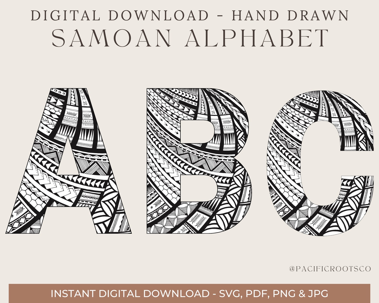 Polynesian Samoan Alphabet A-Z 26 Letters Digital Download Tribal Tatau ...