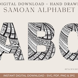 Polynesian Samoan Alphabet A-Z 26 Letters Digital Download Tribal Tatau ...
