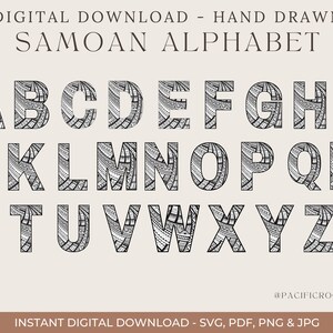 Polynesian Samoan Alphabet A-Z 26 Letters Digital Download Tribal Tatau ...