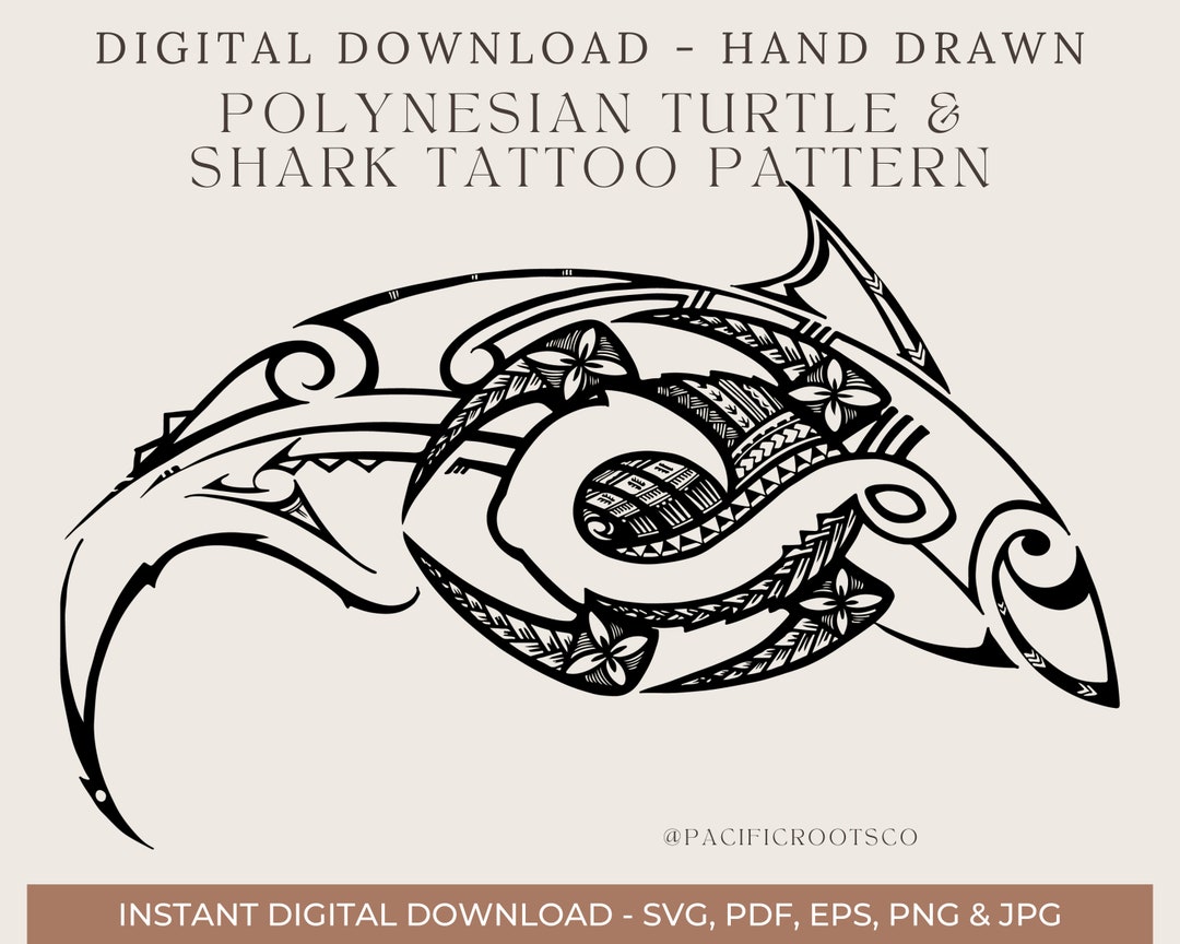 Polynesian Turtle & Shark Hook Samoa Digital Download Tattoo Pattern ...