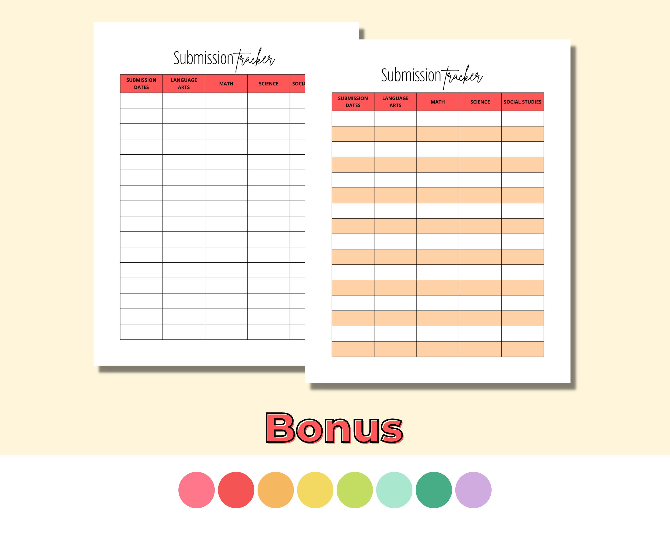 Tech Trep Learning Goal Charts for Grades K-8 in 8 Colors Bonus ...