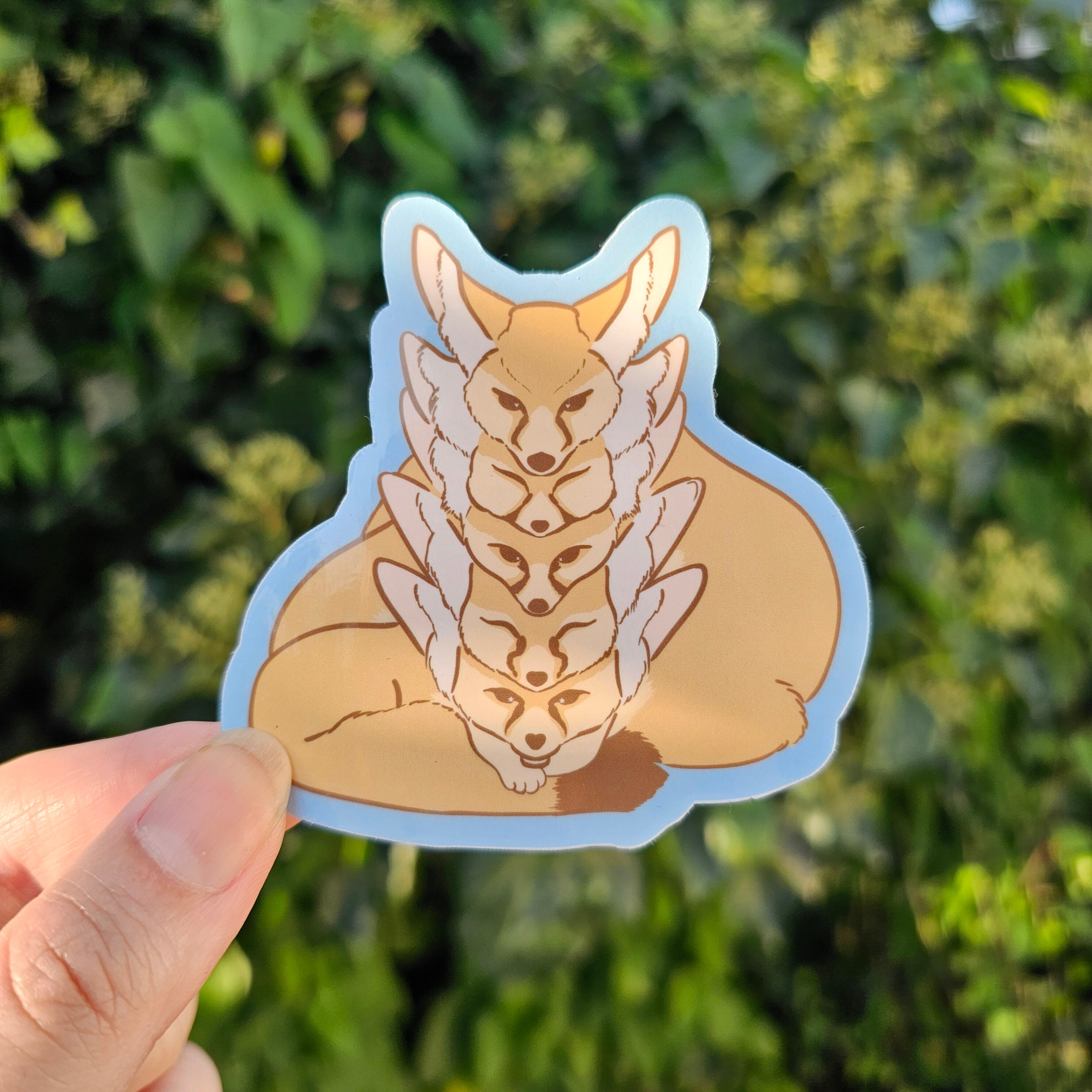 Fennec Fox Pile Sticker Cuddling Foxes Glossy Waterproof Sticker for ...