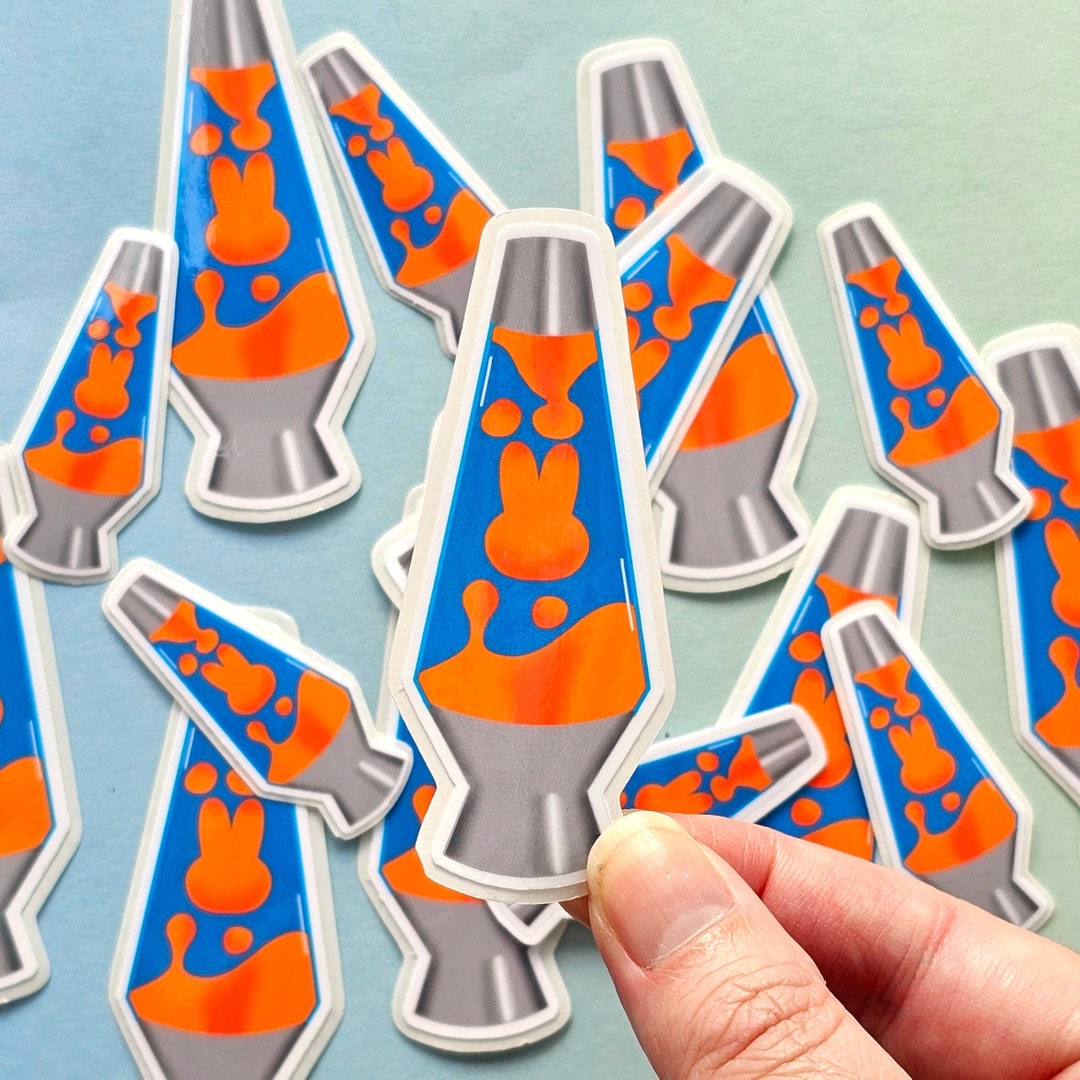 Bunny Lava Lamp Sticker - Blue and Orange Lavalamp Rabbit Glossy Decal ...