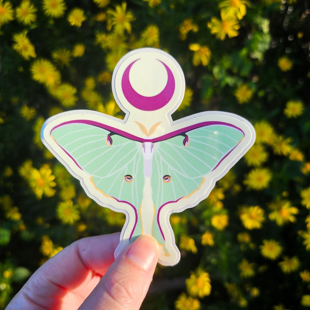 Luna Moth Sticker - Moon Sticker Moth Decal Glossy Waterproof Sticker ...